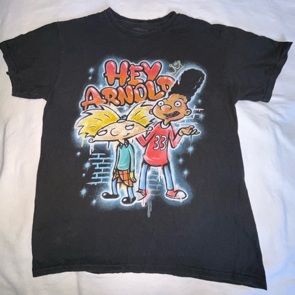 Nickelodeon | Shirts & Tops | Hey Arnold And Gerald Kids Tshirt Black ...
